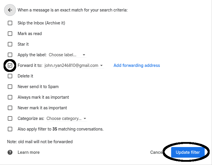 Set up account forwarding rules in Gmail | Retire Active SA Bushwalkers